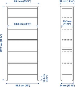 HEMNES Knihovna, bílé mořidlo/světle hnědá, 90x197 cm