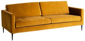 OnaDnes -20% Nordic Design Žlutá sametová třímístná pohovka Vegas 212 cm