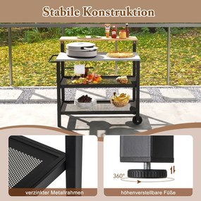Costway Grilovací vozík se skládacím stolem a háčky a držákem na ručníky