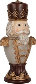 Šedo-vínová dekorace busta Louskáček Nutcracker - 16*10*30 cm