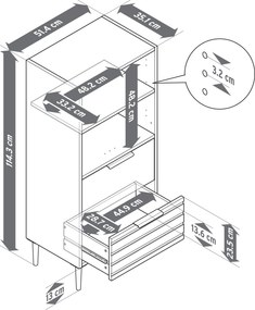 Tchibo - Regál »Baaken« se 2 zásuvkami - barva: černá