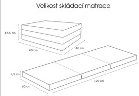 Dětská skládací matrace Glory s cestovní taškou 4,5 cm 60x120 cm