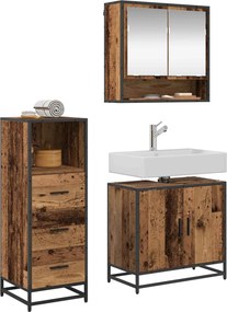 Sada koupelnového nábytku 3 ks Staré dřevo 65 x 33 x 60 cm 3402444