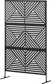 Dekorativní venkovní rozdělovací stěna Outsunny s diamantovými motivy a 2 nohama, vysoká ocelová zahradní stěna pro balkón a terasu, 122x45x198 cm, č…