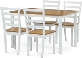 Jídelní set 1+4, rozměr stolu, MDF, dýha, masivní nohy, moření dub (120 x 75) cm