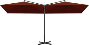 Dvojitý zahradní slunečník s ocelovou tyčí terakota 600x300 cm 312559