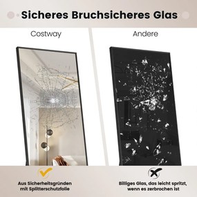 Costway Celoplošné zrcadlo Stojací zrcadlo 2 v 1 a nástěnné zrcadlo z – černý