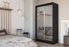 Malá zrcadlová šatní skříň 120 cm Astrid Barva: Černá