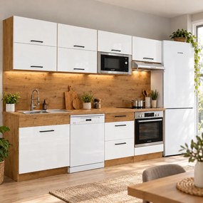 Kuchyňská linka VIGO b | 260 cm | PREMIUM BOX | lancelot/bílá lesk