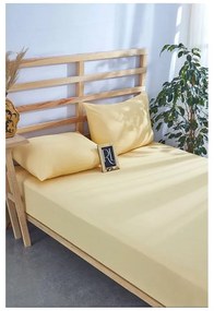 Žluté napínací bavlněné prostěradlo a povlak na polštář v sadě 180x200 cm – Mila Home