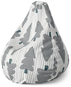 Sablio Sedací vak Pear Šedé stromky - 70 x 95 x 15 cm