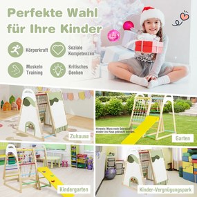 Costway 6-in-1 vnitřní dětské hřiště dřevěná prolézačka se skluzavkou opice