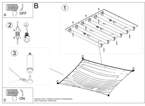 Stropní svítidlo Luna, 1x bílé textilní stínítko, (140 cm)