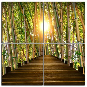 Obraz na plátně - Dřevěná promenáda v bambusovém lese - čtverec 3172E (60x60 cm)