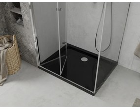 Mexen Lima, sprchový kout se skládacími dveřmi 100 (dveře) x 80 (stěna) cm, 6mm čiré sklo, chromový profil + slim sprchová vanička černá + chromový sifon, 856-100-080-01-00-4070