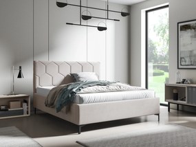 Eka Čalouněná postel MEDOX+ 120x200 cm Barva látky Trinity: (2301) Krémová bíla, Úložný prostor: S dřevěným rámem úložného prostoru