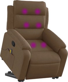 Zvedací masážní polohovací křeslo hnědé textil 3204996