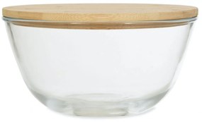 Garden Trading Skleněná miska s víčkem Kemble Large 1,9 l, čirá barva, sklo, dřevo