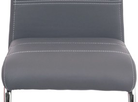 Jídelní židle HC-481 Šedá ekokůže, bílé prošití, kov chrom