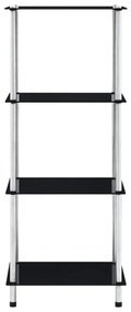 vidaXL 4patrová police černá 40 × 40 × 100 cm tvrzené sklo