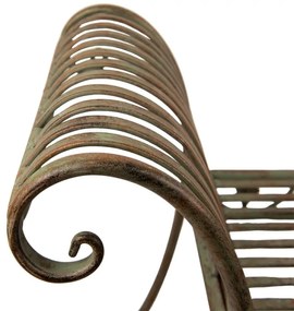 Zeleno-hnědá antik kovová zahradní lavice – 142x41x66 cm
