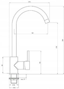 Deante Luno, dřezová baterie s ramenem ve tvaru "U", chromová, BOC_062M