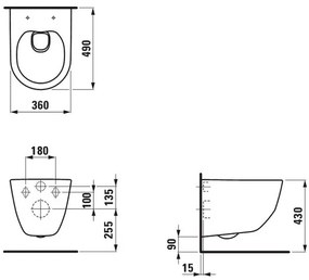 Laufen Pro Závěsné WC Compact Rimless 49 cm H8209650000001