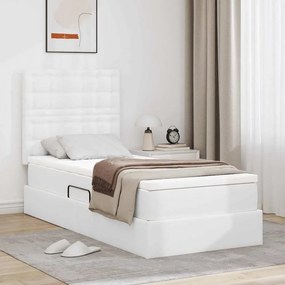 Postel s úložným prostorem Úplně bílá 90 x 190 cm Umělá kůže 3371646