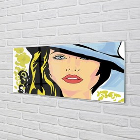 akrylový obraz Žena klobouk 120x60 cm