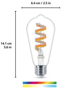 WiZ ST64 LED žárovka filament WiFi E27 6,3W RGBW