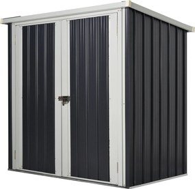 Outsunny Zahradní Kůlna 1,26 m² 147x86x134 cm Kovová Zahradní Kůlna se 2 Dveřmi a Zámkem pro Úložiště Nářadí na Terase Černá | Aosom