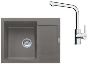 Franke - Kuchyňský set G257ŠK, fragranitový dřez MRG 611-62 a baterie FS 3230.031, šedý kámen/chrom 114.0700.716