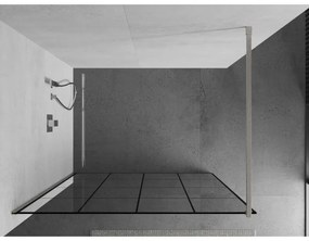 Mexen Kioto, sprchová zástěna Walk-In 130 x 200 cm, 8mm čiré sklo černý vzor, ​​broušená ocel profil, 800-130-101-97-77