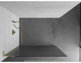 Mexen Kioto L, sprchová zástěna Walk-In 120 x 200 cm, 8mm sklo s žebrovým vzorem, zlatý lesklý profil, 800-120-103-50-09