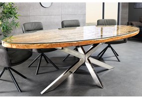 Massive home | Oválný jídelní stůl BARRACUDA 220cm, teak+sklo