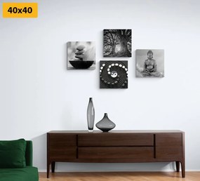 Set obrazů Feng Shui v černobílém stylu