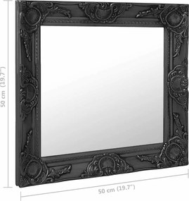 Nástěnné zrcadlo barokní styl 50 x 50 cm černé 320315