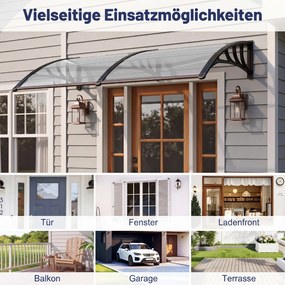 Costway Přístřešek pro přední dveře Přístřešek dveří vyrobený z polykarbonátu