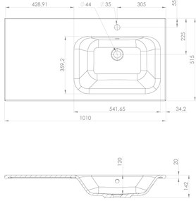 Sapho Sapho, LOREA skříňka 100x46x51, 5cm (30+70cm), pravá, bílá matná, LE070-3131-R-01