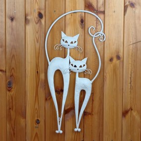 Dekorace na zeď kočky bílé 56cm