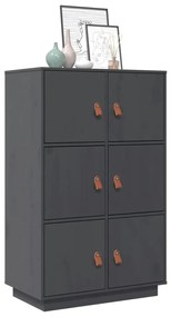 Skříň highboard šedá 67 x 40 x 108,5 cm masivní borové dřevo