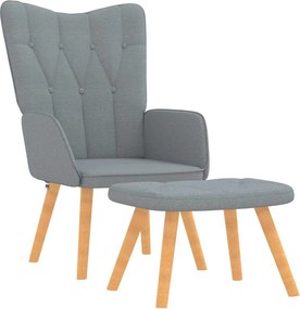 Relaxační křeslo se stoličkou světle šedé textil 327534