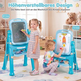 Costway 4-in-1 Dětská tabule, výškově nastavitelná, oboustranný dětský stojan