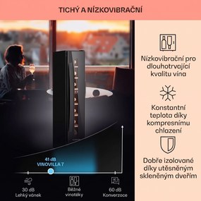 Klarstein Vinovilla 7 Uno Onyx, vestavná vinotéka, černé sklo, nerezová ocel