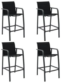 vidaXL Zahradní barové židle 4 ks černé textilen