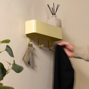 Světle žlutý ocelový nástěnný věšák s poličkou 27 cm Dax Play – Spinder Design