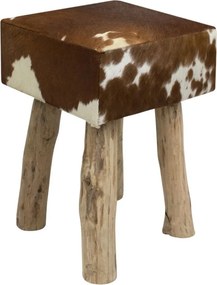 Dřevěná stolička s koženým sedákem Cowny - 30*30*45cm