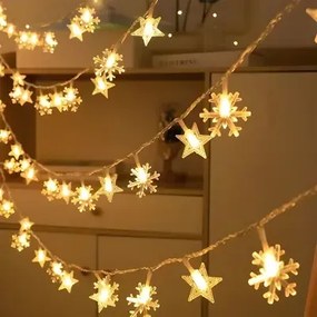 LED vánoční osvětlení vločka/hvězda EHD-LS05 teplá bílá / Řetěz / 40 L