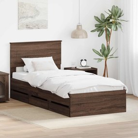 Rám postele se zásuvkou Hnědý dub 75 x 190 cm Inženýrské dřevo 3408039