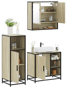 3dílný set koupelnového nábytku dub sonoma kompozitní dřevo 3300996